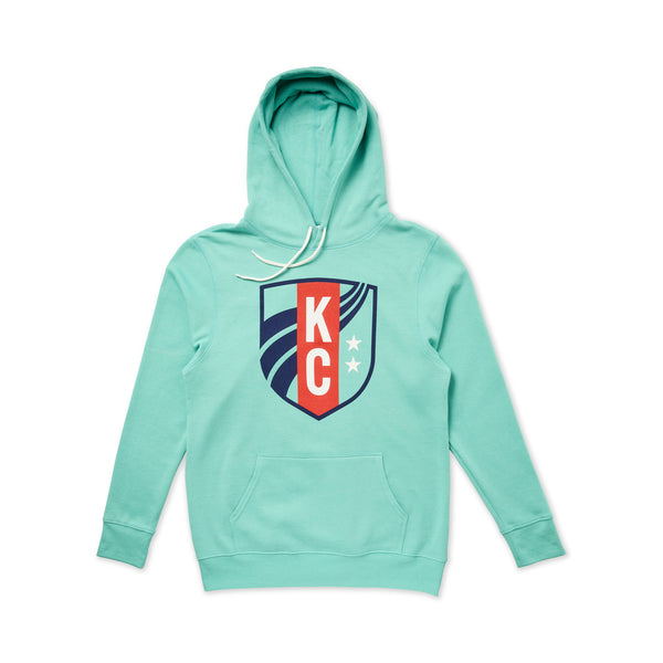 KC Current Shield Teal Hoodie, Charlie Hustle – Made in KC
