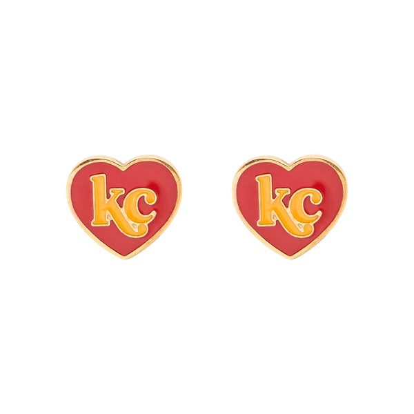 Desert Peach KC Heart, Red and Yellow Stud Earrings – Made in KC