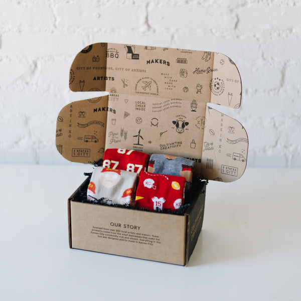 Kansas City Sock Boxes- Fun Gift Boxes of KC Themed Socks – Made in KC