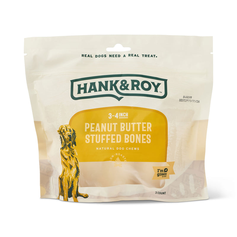 Peanut Butter Stuffed Bones Dog Treats, Hank & Roy – Made in KC