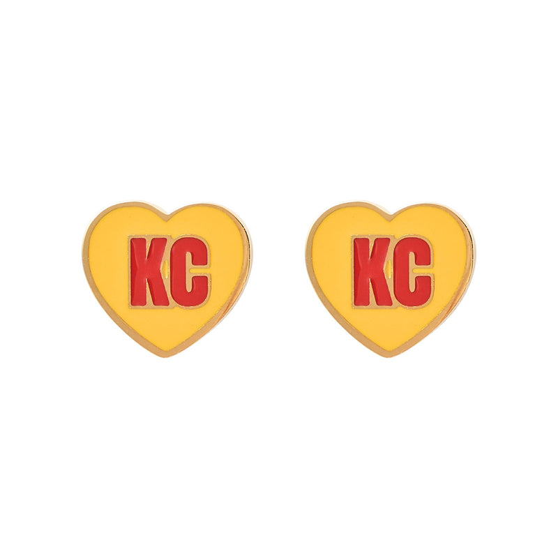 KC Heart Red Yellow Enamel Studs, Cleary Lane – Made in KC
