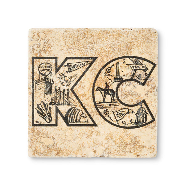 KC Block Letter Icons Coaster, Tina Blanck – Made in KC