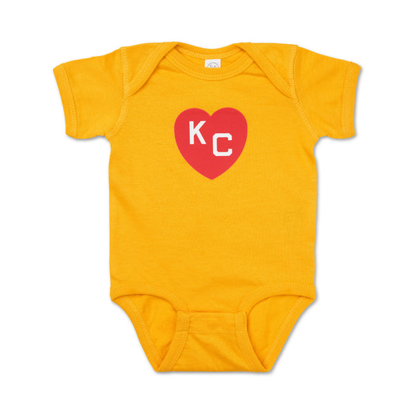 Sandlot KC Heart Red on Gold Onesie – Made in KC