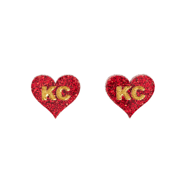 Stellar Glitter KC Heart Studs – Made in KC