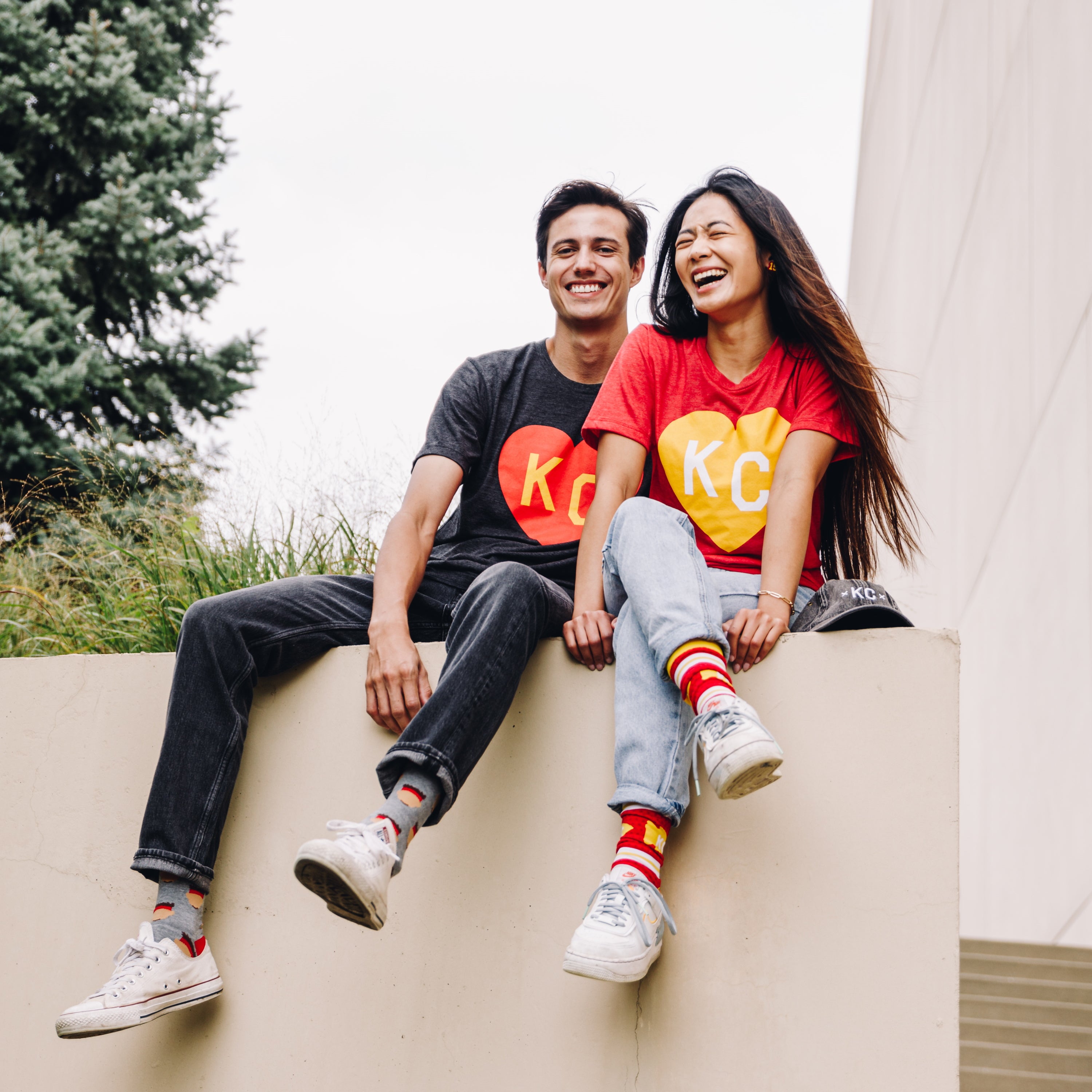 Charlie Hustle KC Heart Tee - Red and Gold – Made in KC