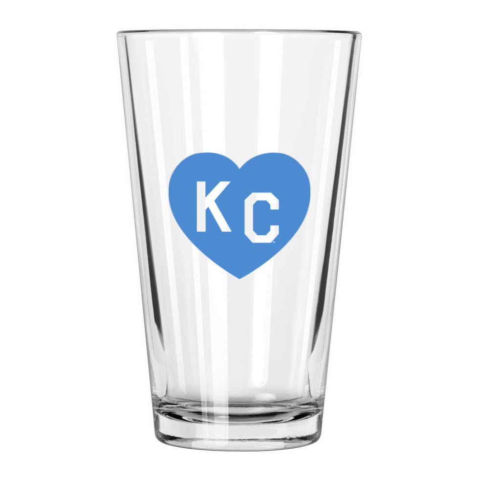 Made in KC x Charlie Hustle KC Heart Pint Glass: Light Blue