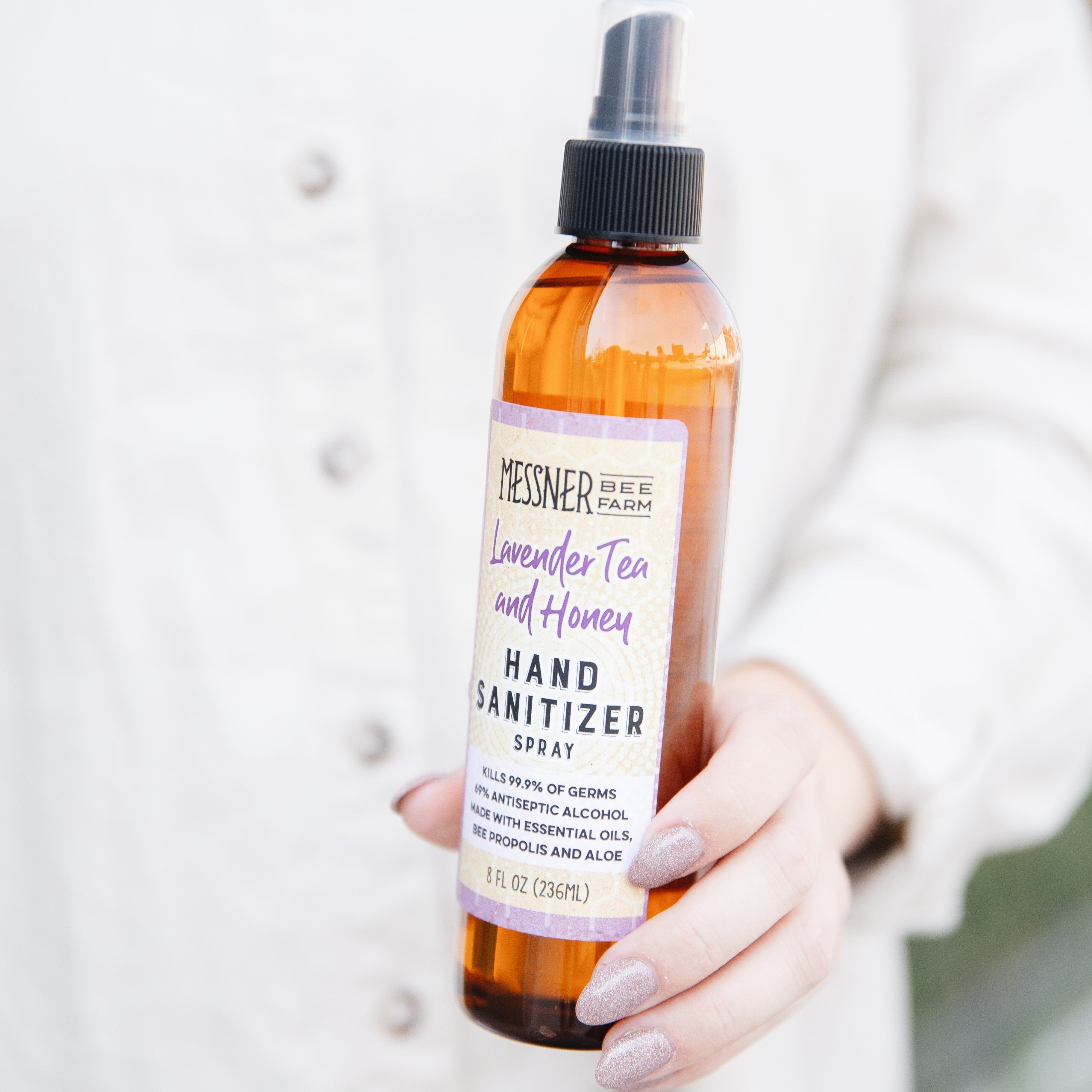 Messner Bee Farm Hand Sanitizer Spray Lavender Tea & Honey – Made in KC