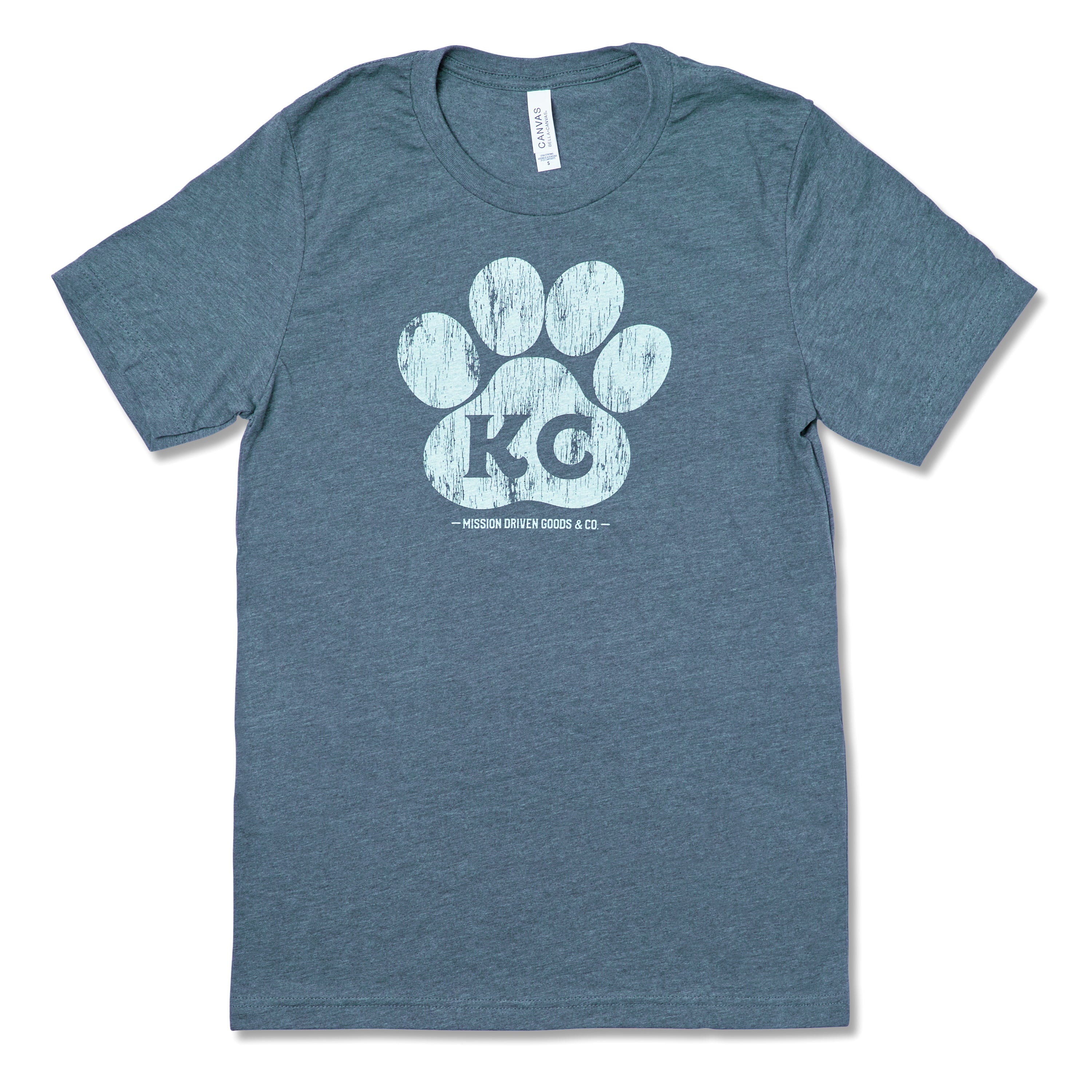 Mission Driven Goods KC Paw Tee - Vintage Blue – Made in KC