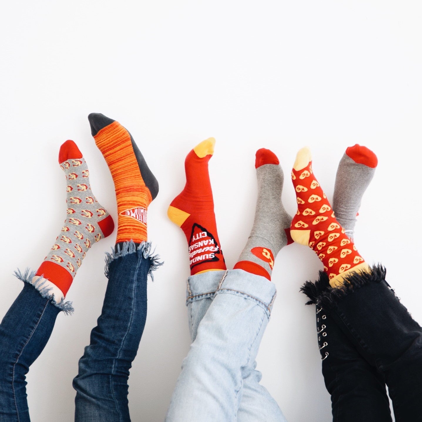 School of Sock KC Logo Socks - Grey, Red & Yellow – Made in KC