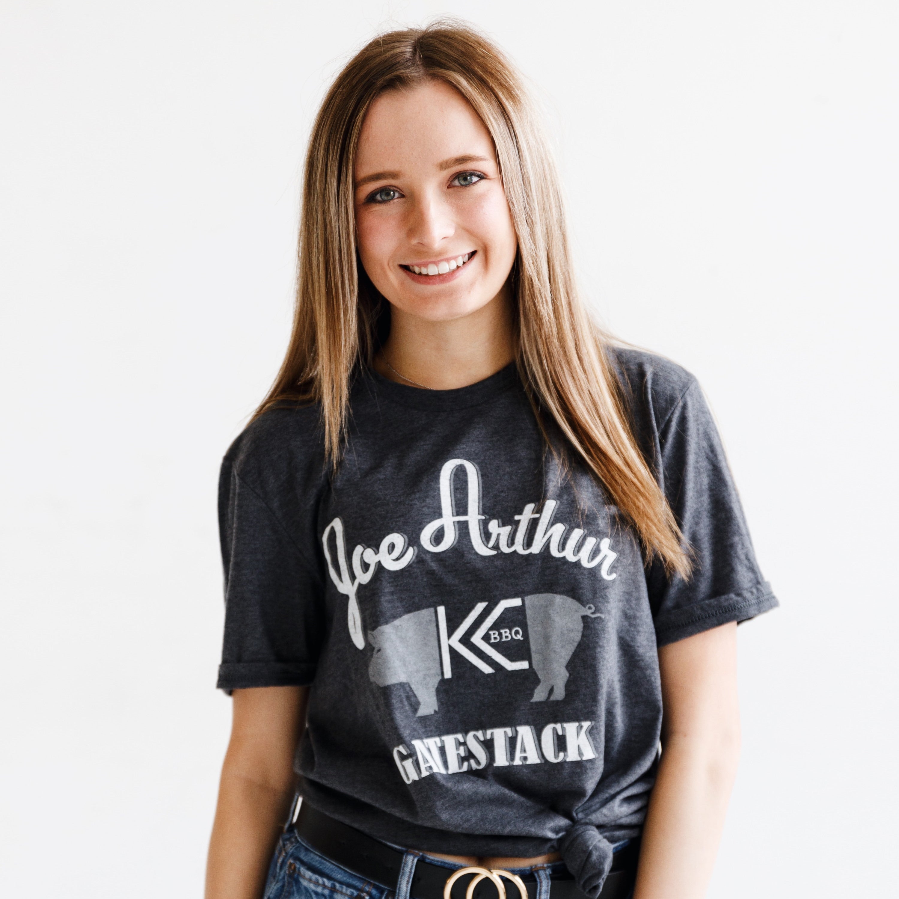 Three KC Joearthur Gatestack Tee - Charcoal – Made in KC